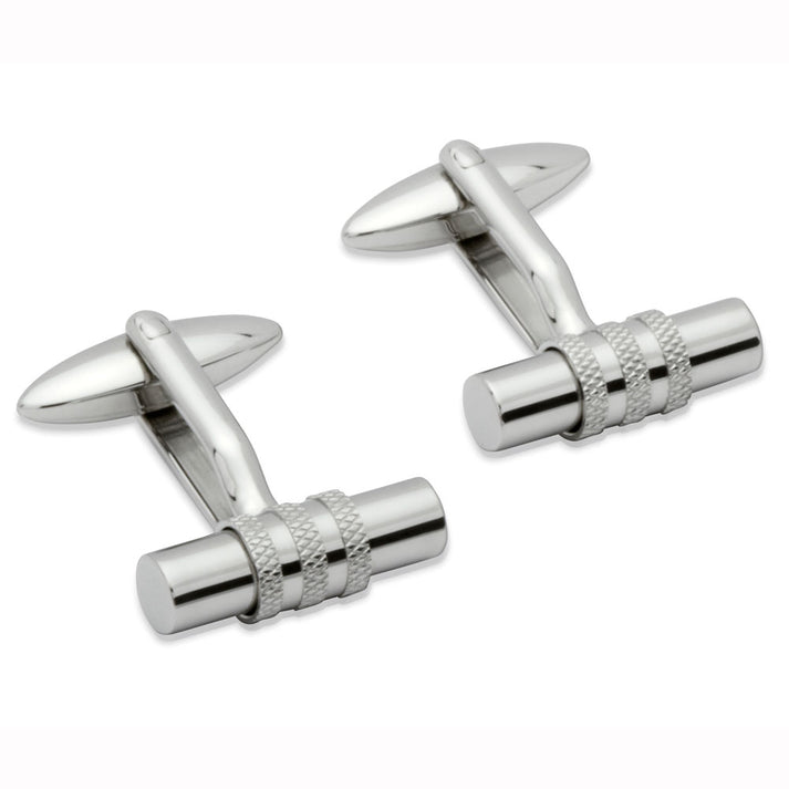 Stainless steel barrel cufflinks – Martin Wilkinson Jewellers